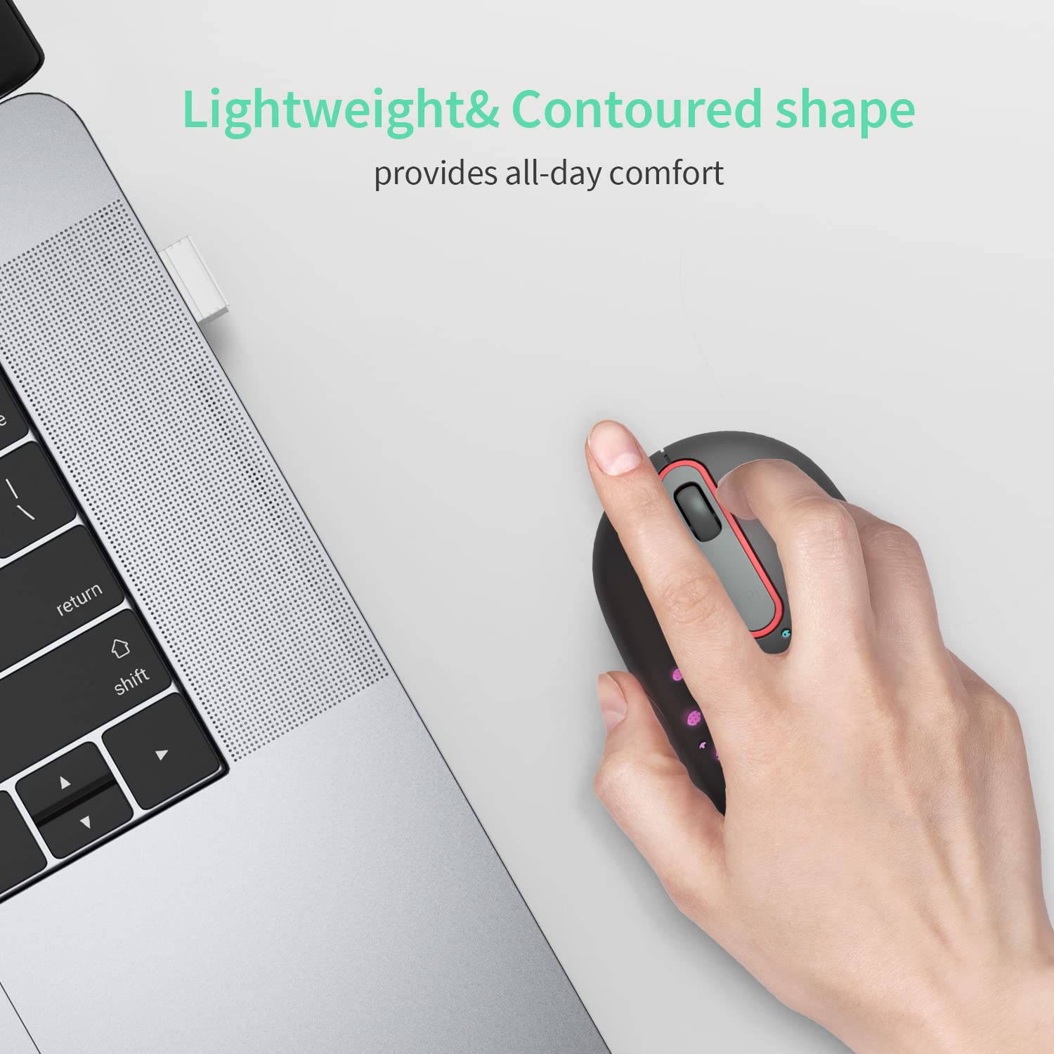 PryRose LED Wireless Mouse, Backlit Color Changing Mouse with Honeycomb Shell, 2.4G Wireless Rechargeable Slim Silent Mice, 3 Adjustable DPI for Laptop Computer Chromebook