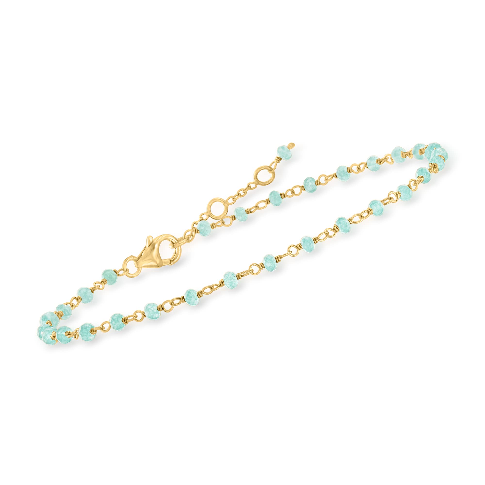 Ross-Simons 6.25 ct. t.w. Apatite Bead Anklet in 18kt Gold Over Sterling. 9 inches