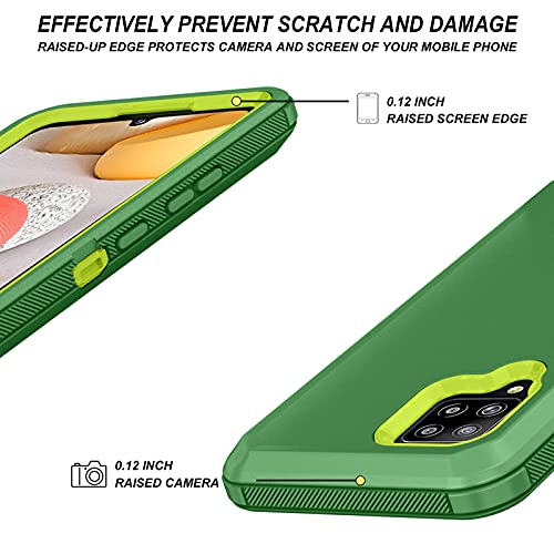 ONOLA Compatible with Galaxy A42 5G Case,Samsung A42 5G Case with Tempered Glass Screen Protector + HD Screen Protector (2 Pack),Samsung Galaxy A42 5G Case 3 in 1 Durable(GreenYellow,A42 5G)