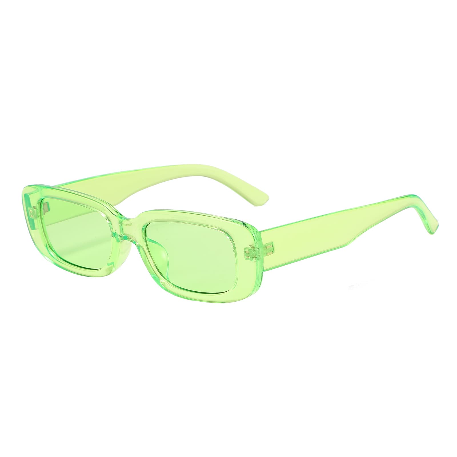 Przene Retro Rectangle Sunglasses Vintage Small Square Sun Glasses UV Protection for Women Men Standard Green