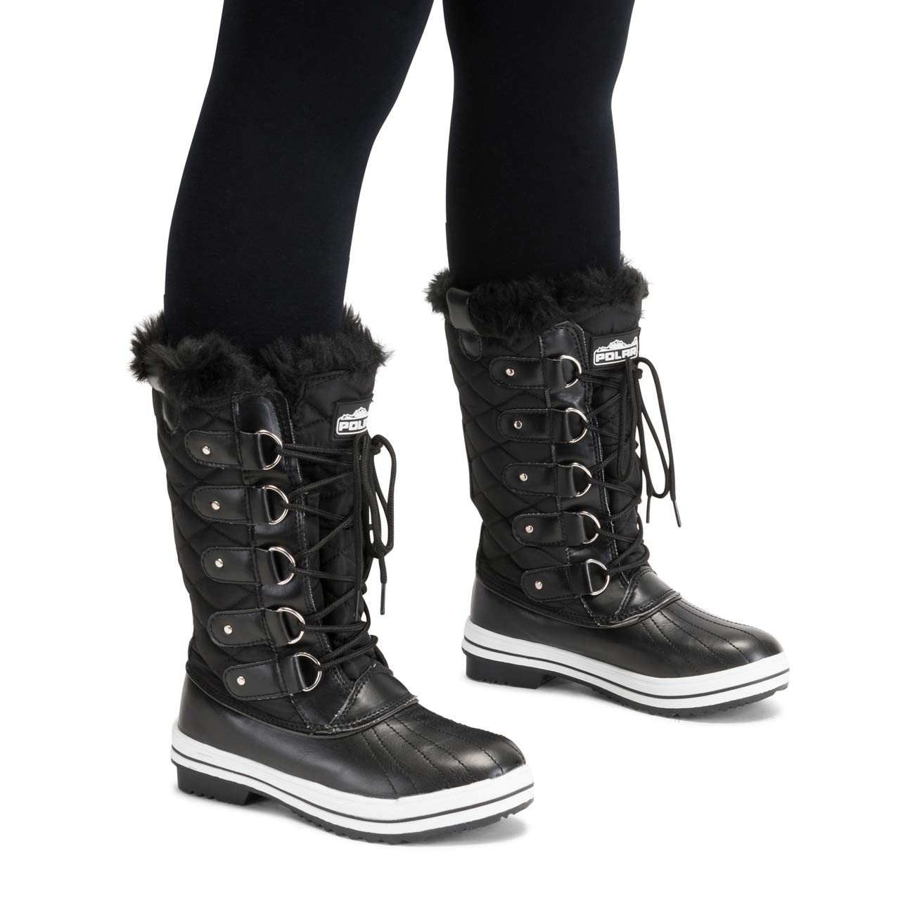 POLAR Womens Snow Boot Quilted Tall Winter Snow Waterproof Warm Rain Boot - 9 - GRS40 YC0007