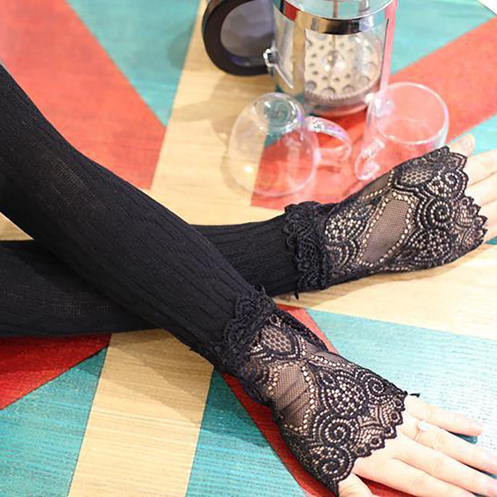 Short Fingerless Gloves Wedding Net Goth Gothic Ladies Lace Black Fancy Dress Gloves Mittens Men Winter Warm