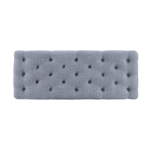 Linon Isabelle, 50", Blue Washed Linen Bench,