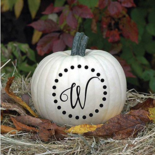 Monogram Halloween Vinyl Decal | Personalized Pumpkin Decor | Customized Letter with Circle of Dots Halloween Home Decor, Thanksgiving, or Fall Harvest Decorations| Decal Only | CustomVinylDecor