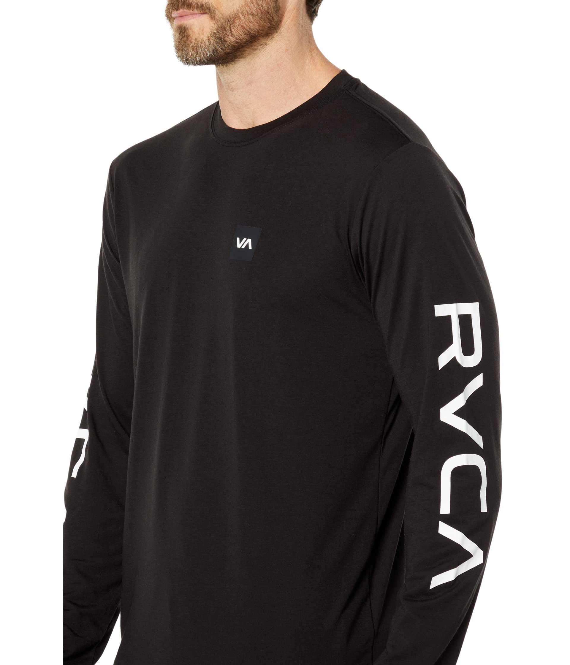 RVCA Mens Sport Drirelease Long Sleeve Tee - Yin Yang Balance Ls (Black, Large)
