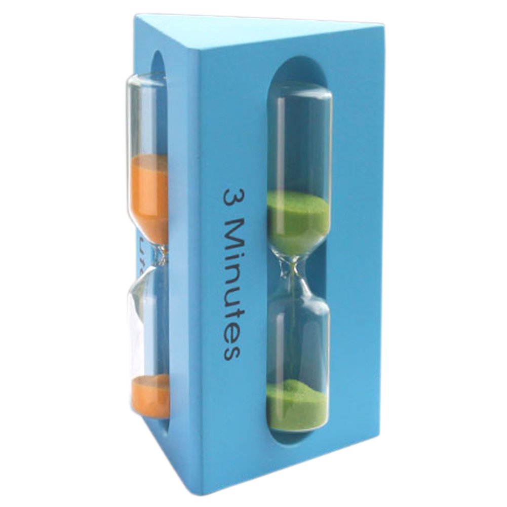 Sand timer 3+5+7 Minute Hourglass Simple Wooden Combination Colorful (Blue)