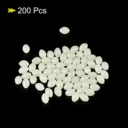 PATIKIL 5x4mm Luminous Fishing Beads, 200 Pieces Soft Plastic Glow Fishing Bait Eggs Rig Bead Tackle Tool Oval, White