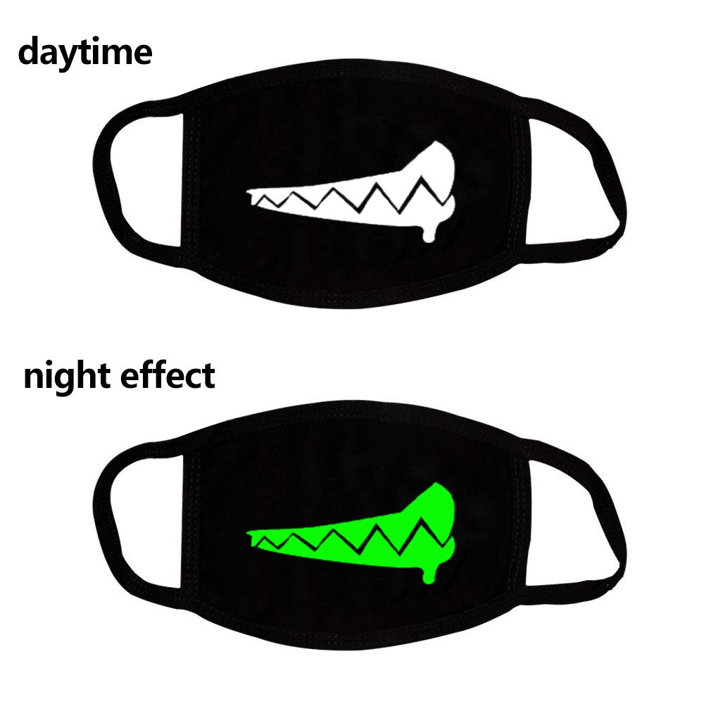 Luomi Cool Luminous Mouth Mask 4 Pack Unisex Cotton Black Face Mouth Mask-Glow