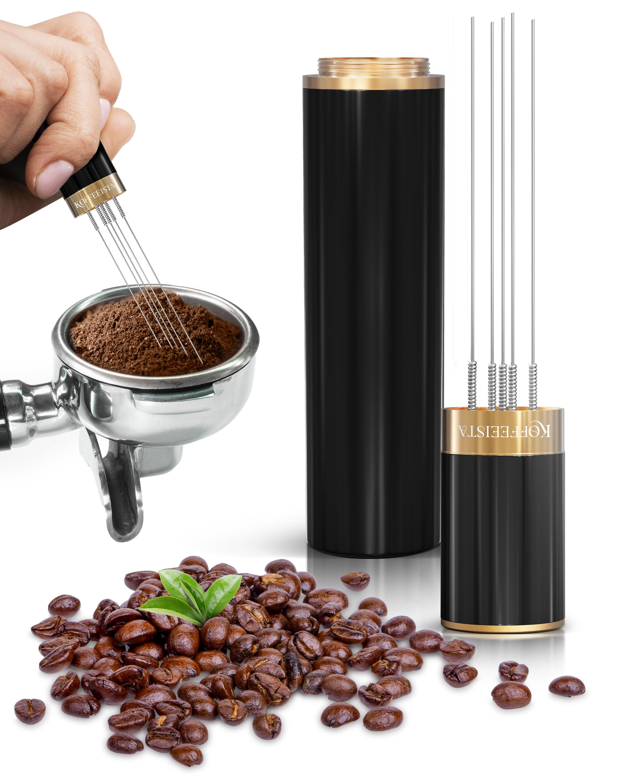 Koffeeista WDT Espresso Distribution Tool, Barista Tools 5x0.35mm Stainless Steel Needles - Easy Open/Close, Portable & Stylish Espresso Stirrer, wdt Coffee Tool, Espresso Distributor, Espresso Whisk