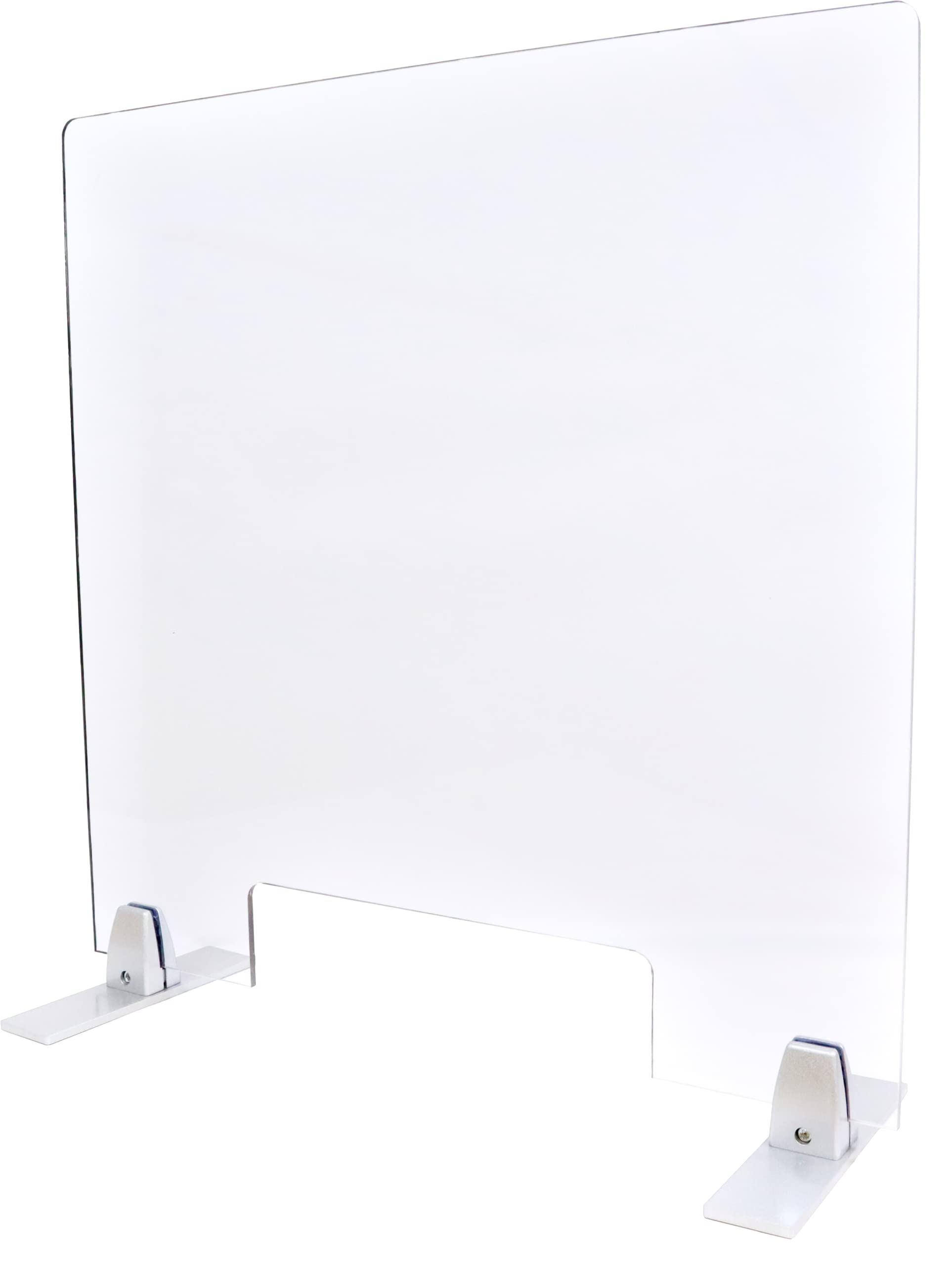Plexiglass Table Top Sneeze Guard – Desk Divider for Students, Office, Transactions – Acrylic Shield | (24" x 24" with Cutout)