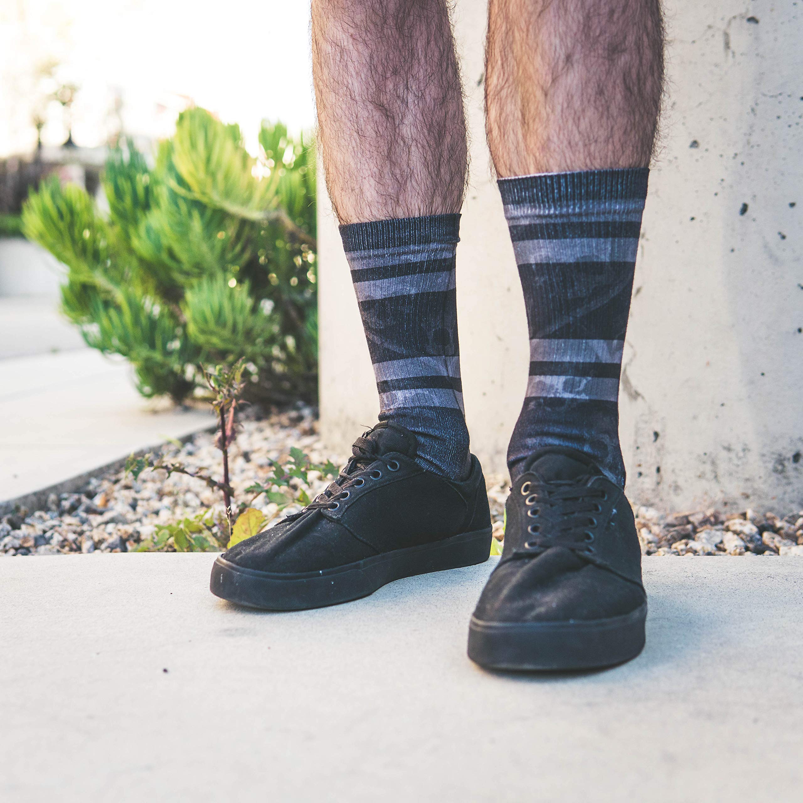 MERGE4 Skulls Black Stripe Basic Unisex Crew Sock