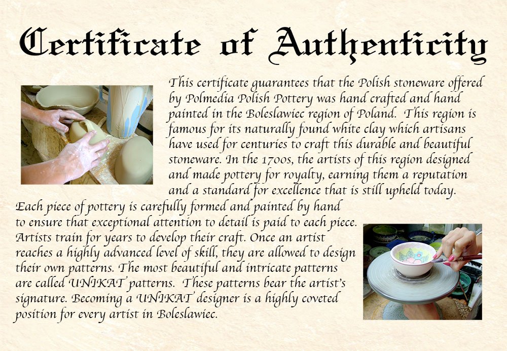 Polish Pottery 4¾-inch Spoon Rest made by Ceramika Artystyczna (Grecian Sea Theme) + Certificate of Authenticity