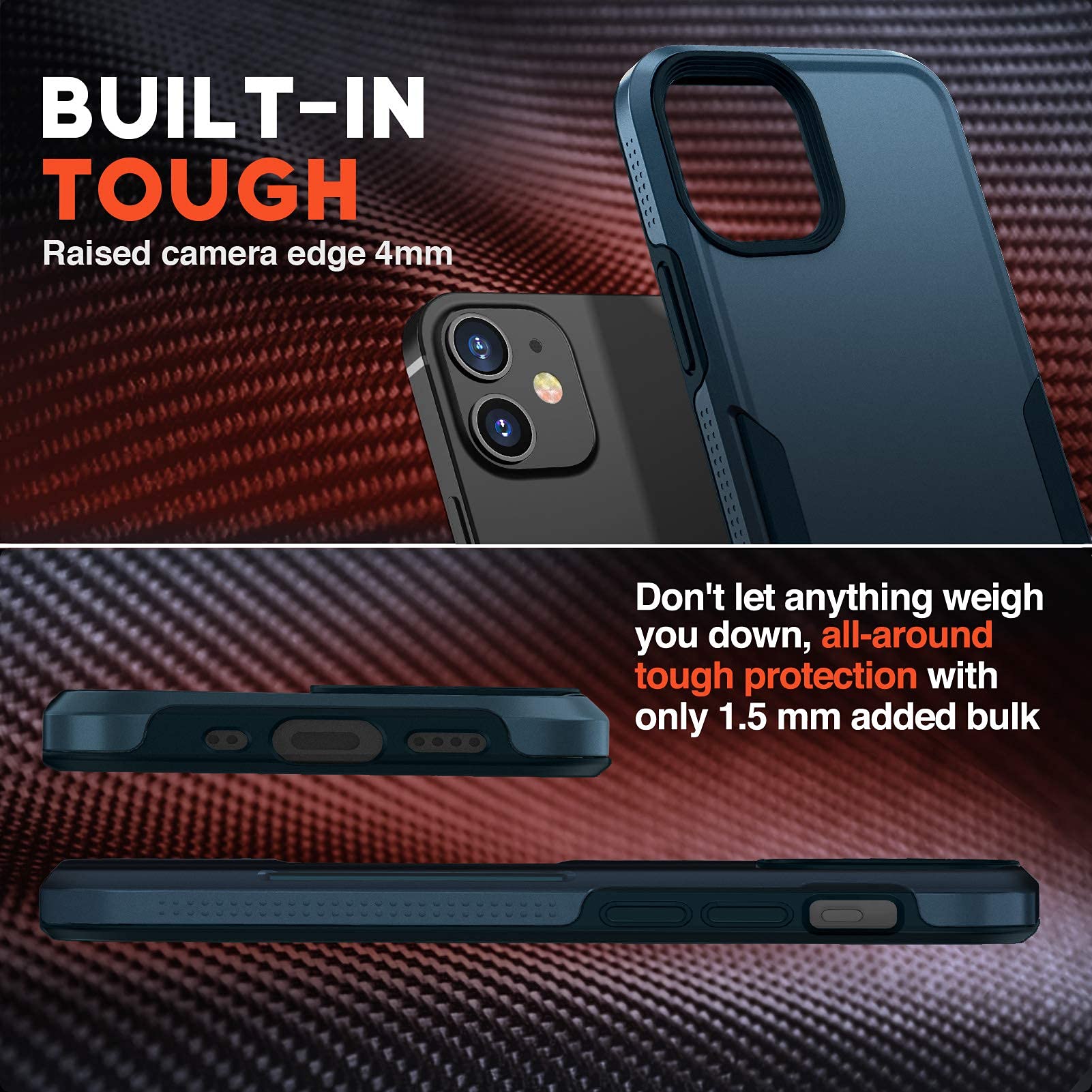 NTG Military Shockproof iPhone 12 Case [2 Layer Structure][Military Grade Anti-Drop] Hard Slim iPhone 12 Phone Case, Shockproof Protective Phone Case for iPhone 12 (6.1 inch), Blue