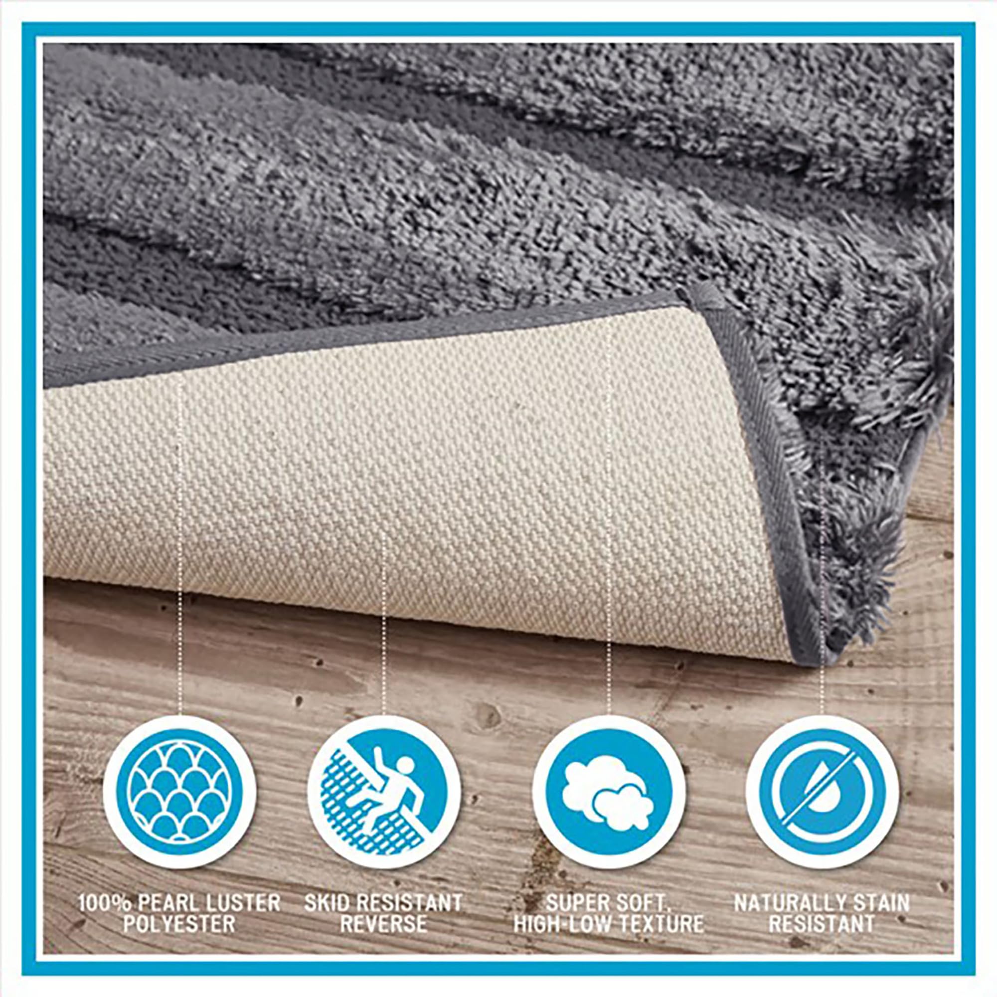 Madison Park Tufted Pearl Channel Absorbent Bathroom Rugs Non Slip Washable Bath Mat Shaggy Rugs For Bathroom Bedroom Plush Thick Soft Machine Wash Rubber Back Seafoam 17x24" 1 piece