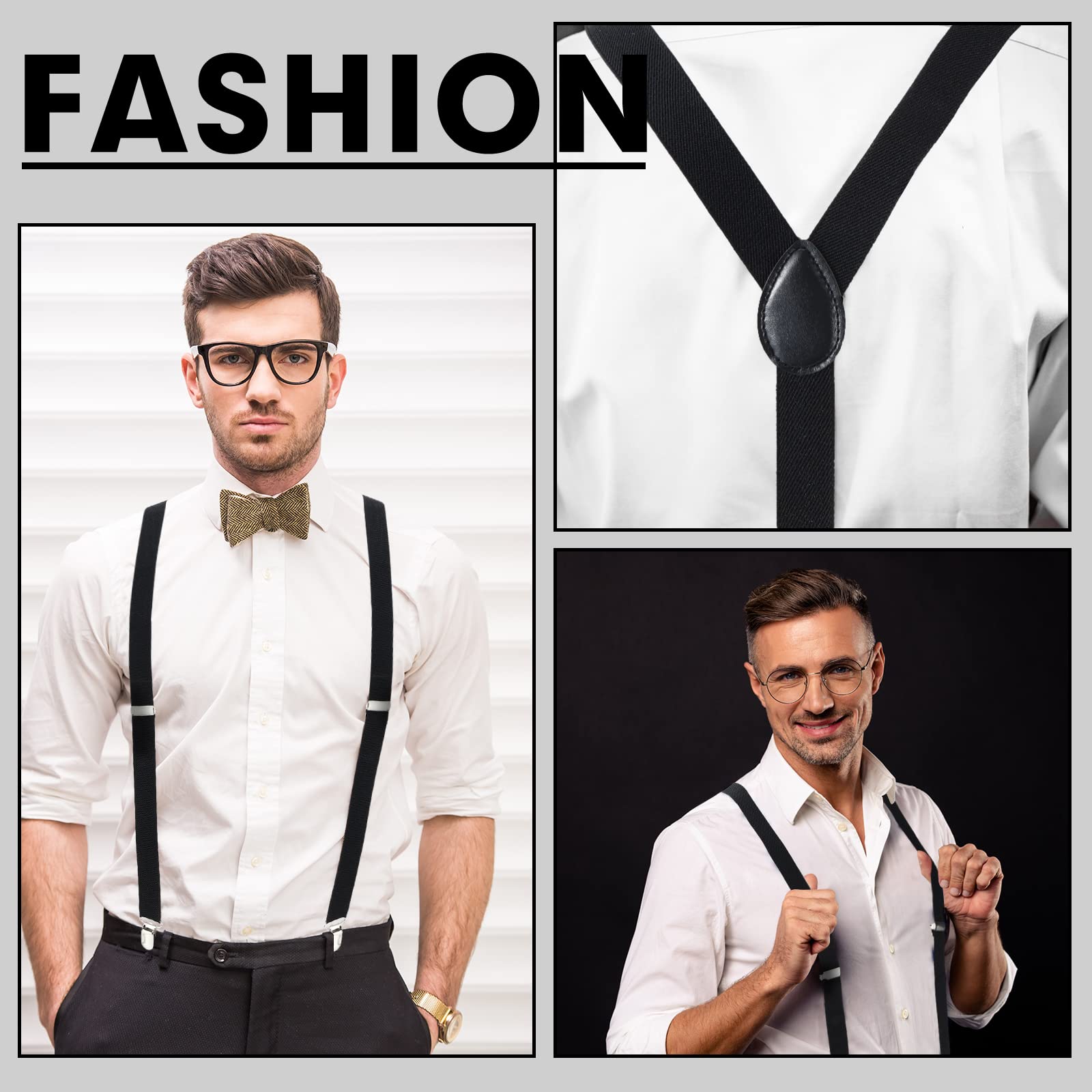 Seematn 12Pcs Halloween Suspenders for Men Adjustable Suspender Elastic Y Back Style Suspenders Belts for Men Boy Costume Accessories (Black)