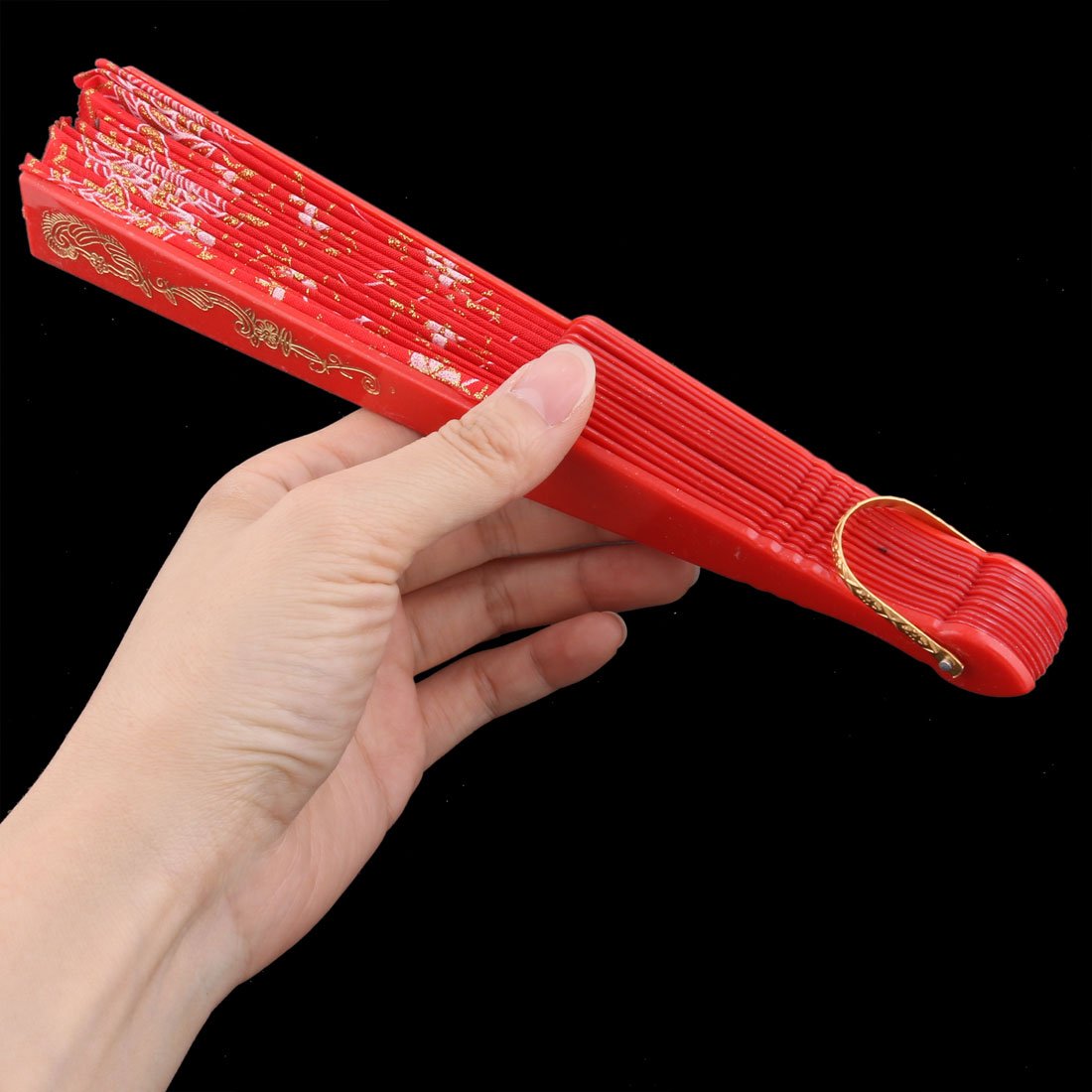 Qtqgoitem Polyester Flower Printed Show Dance Classical Style Foldable Cooling Hand Fan Red (model: 69a 205 6a8 0b5 e20)