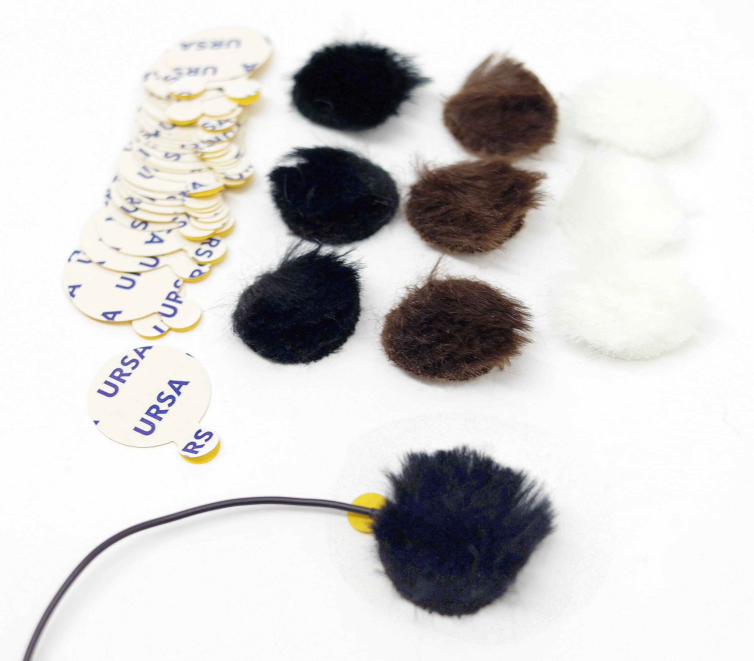 URSA Fur Circles - Mini Windshields for Lavalier/Lapel Microphones. Reduce Wind Noise & Clothing Rustle. Compatible with Sennheiser, RODE, Sanken, Tascam & More (9x Circles + 30x Stickies, MultiPack)