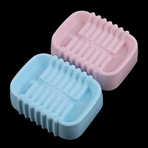 PLMM soap Box， Soapbox Plate Tray Drain Bathroom Flexible Soap Dishes Storage Holder Creative Bath Tools (Color : Pink)