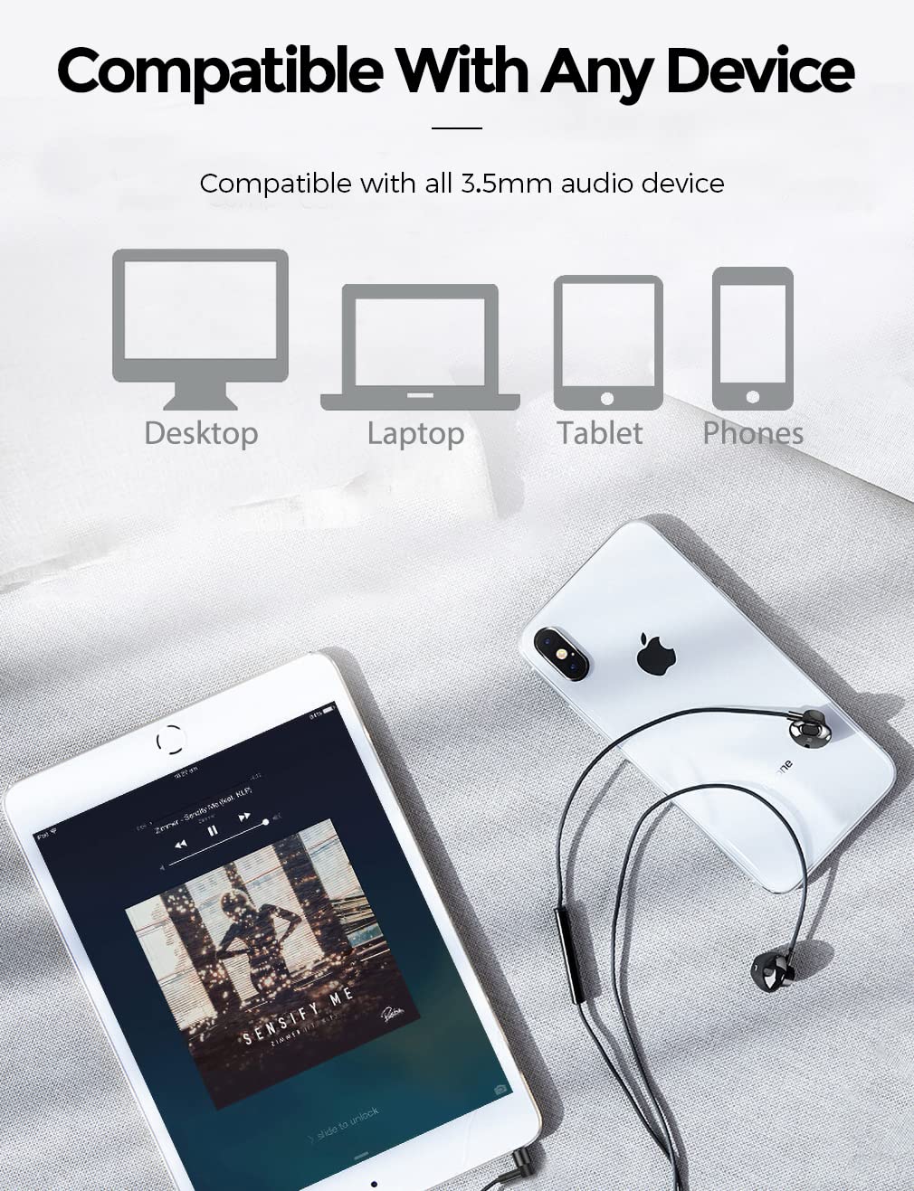 Linklike QUAD Dynamic Drive Hi-Res Extra Bass Earbuds Headphones Wired Earbuds with Microphone,Lightweight Earphones with Volume Control 3.5mm Jack,In-Ear Headphones,Linklike Classic2