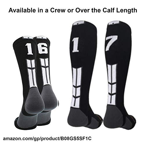 MadSportsStuff Player Id Black/White Over the Calf Number Socks (#33, Large)