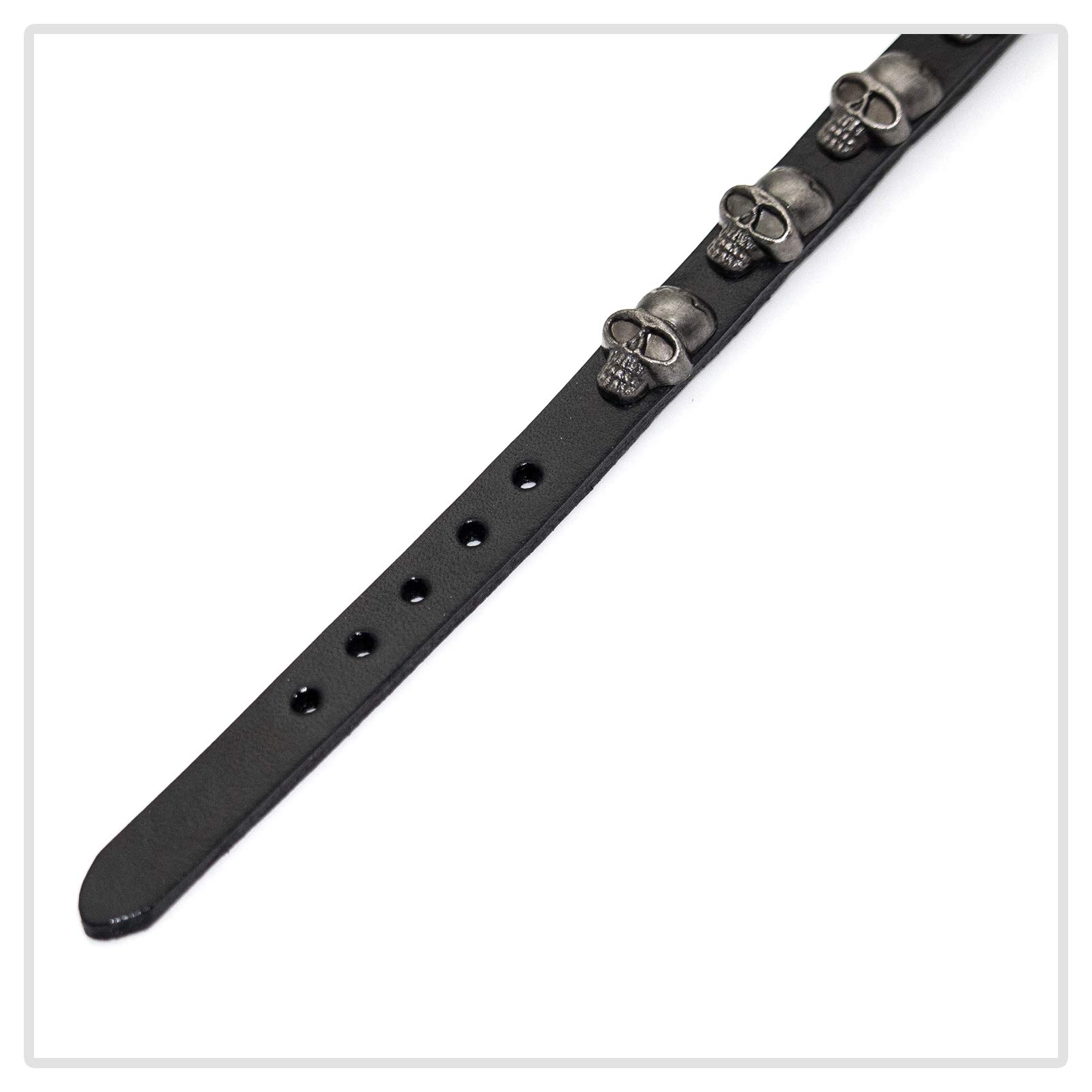 Mgutillart Punk Vintage Alloy Belt Buckle Bracelet Skull Leather Cuff Bracelet(Black)