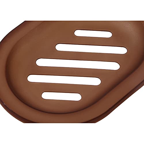 PLMM soap Box， Oval Transparent Double-Layer Plastic Soap Box Household Bathroom Drain Soap Tray Soap Holder (Color : Brown)