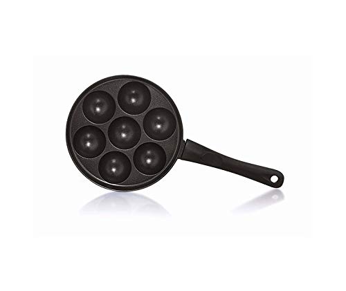 Satre Online And Marketing Non Stick Heavy Small Appam Pan with 7 Cavity,Appam Maker,7 Pits Appam Maker,Egg Pan Maker, Color Black & Silver