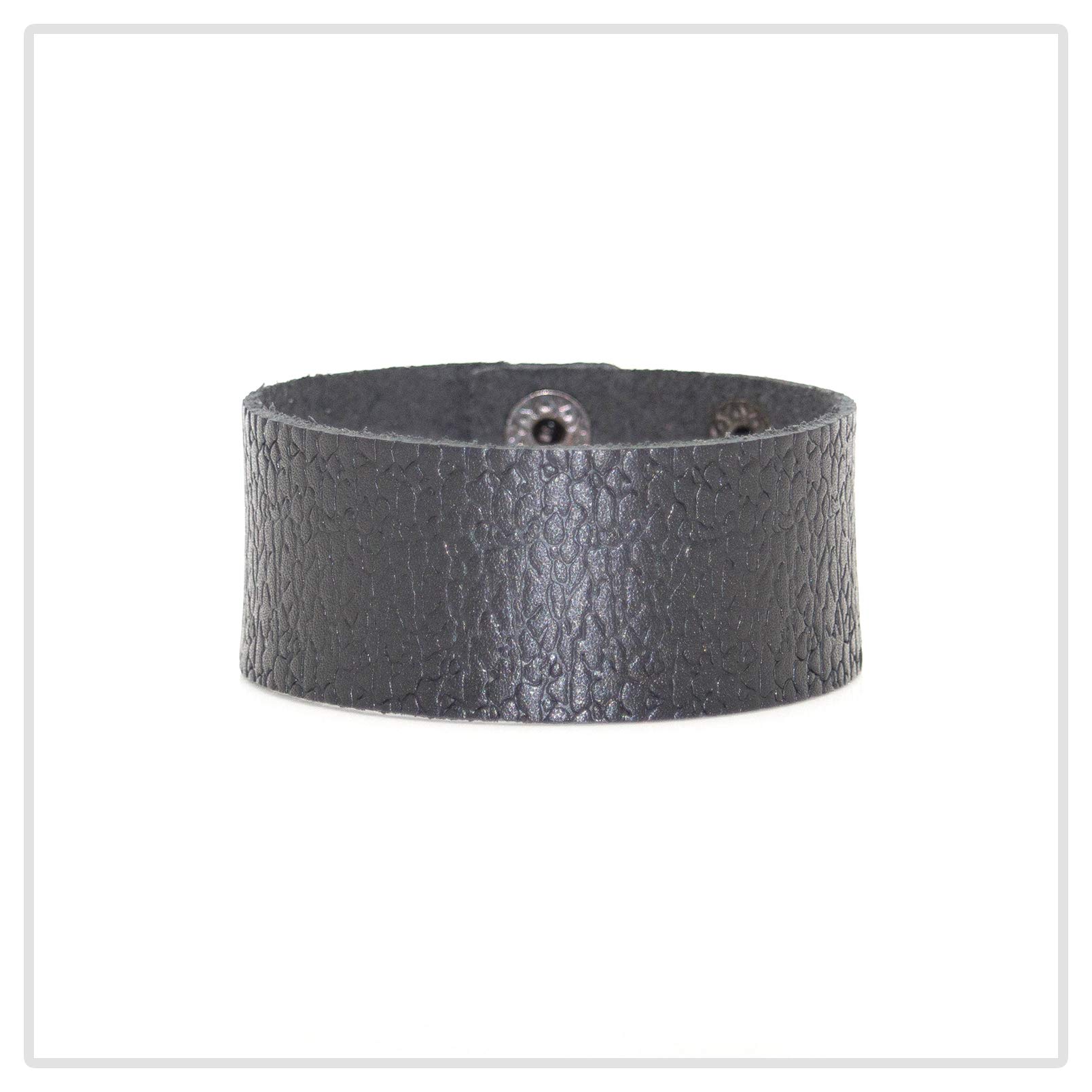 Mgutillart Punk Vintage Metal Buckle Bracelet Wide Leather Cuff Bracelet(Black)