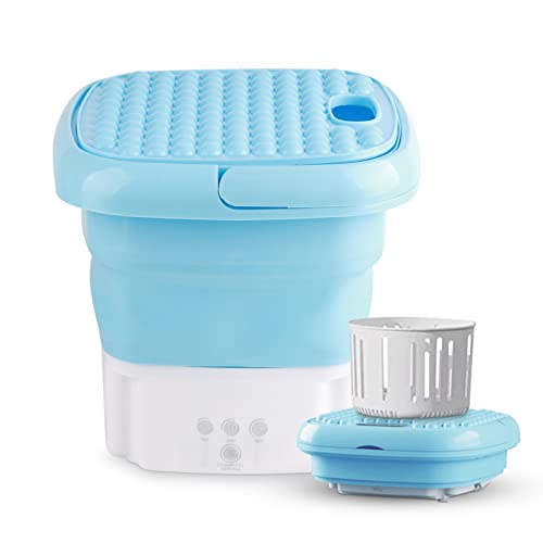 plplaaoo Portable Washing Machine,Foldable Washing Machine,Mini Washing Machine,Portable Washer for Home,Apartment,Camping,Travel,3 Modes Deep Cleaning,US Plug 110V‑240V(Blue)