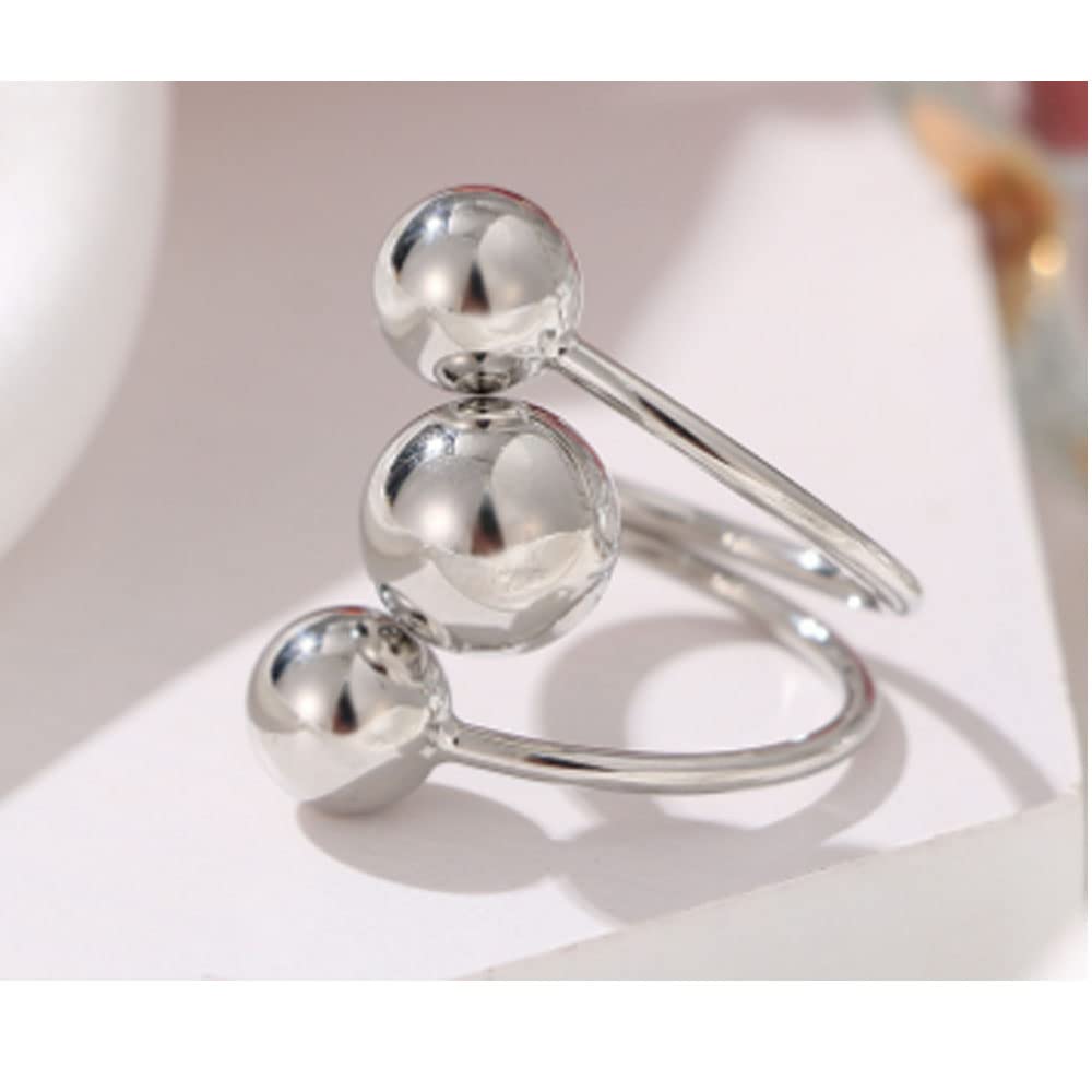 Round Bead Ball Ring Adjustable Opening Ring Finger Rings for Women Girls Bead Statement Band Wrap Ring Birthday Jewelry