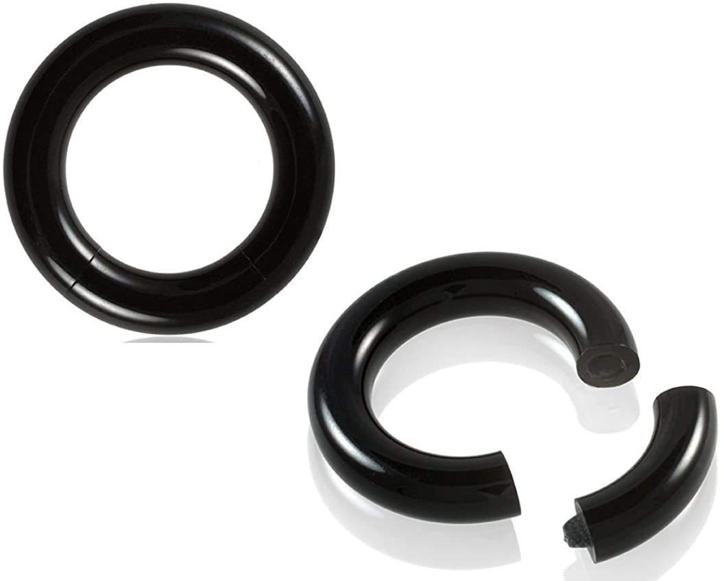 Luxe Modz BodyJewelryOnline PAIR of Black Acrylic Segment Rings, Captive Bead, 8 Gauge (1/2โ 16mm) Thickness, Hypoallergenic, Nickel-Free, Stylish, Super LightWeight