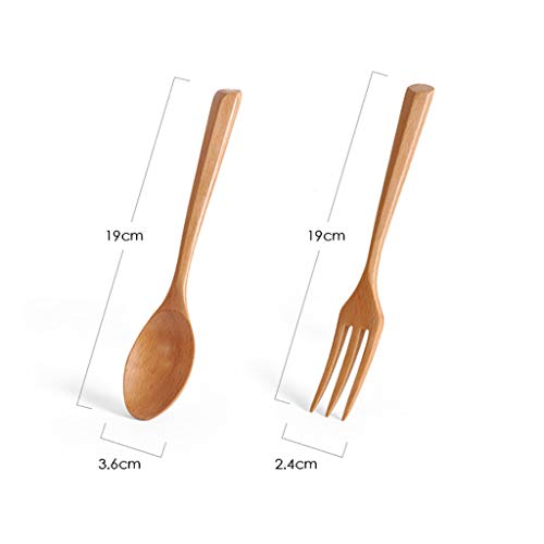 round Table Centerpieces Wooden Fork Natural Reusable Flatware Spoon Color Set Portable Tableware Solid Kitchen,Dining & Bar Dinner Table Set for 4 Tall