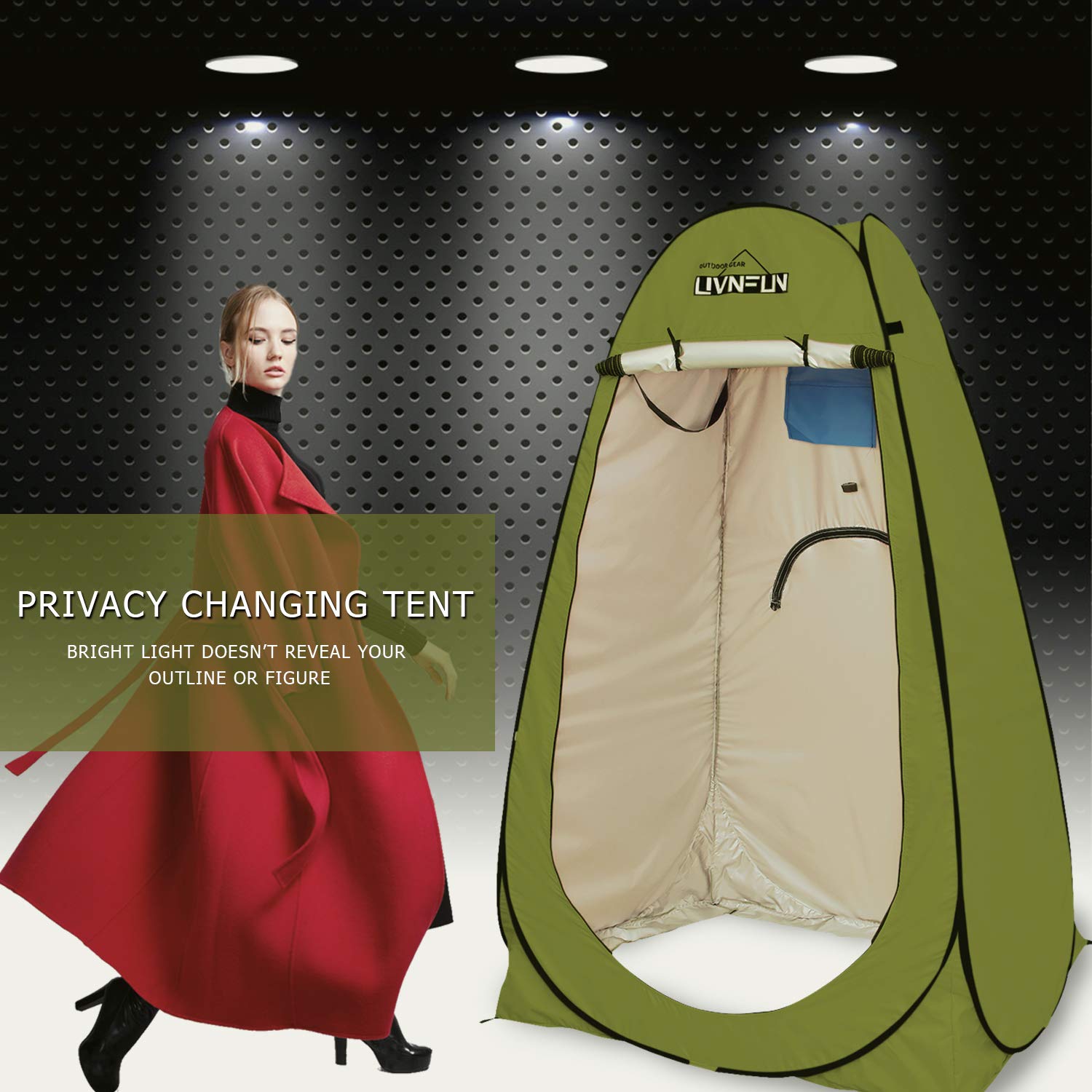 LUVNFUN Privacy Shower Tent โ Pop Up Changing Tent Camping Shower Toilet Tent Portable Shelters Room 6.2 FT Tall - Color Pink