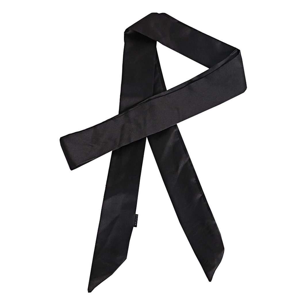 Lujuny Long Thin Chiffon Silk-like Scarf - Skinny Neck Tie Waist Belt for Women Girls, 78.0 inch (BLACK)