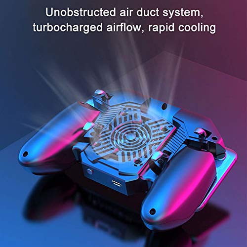 TJLSS New PUBG Gamepad Grip with Portable Charger Cooling Fan for PUBG Mobile Controller Six Finger L1R1 Game Trigger Joystick