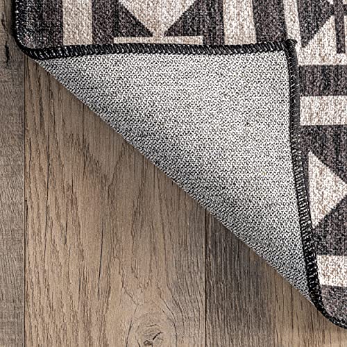 nuLOOM Leighton Machine Washable Southwestern Medallion Ultra Thin Area Rug, 6x9, Beige