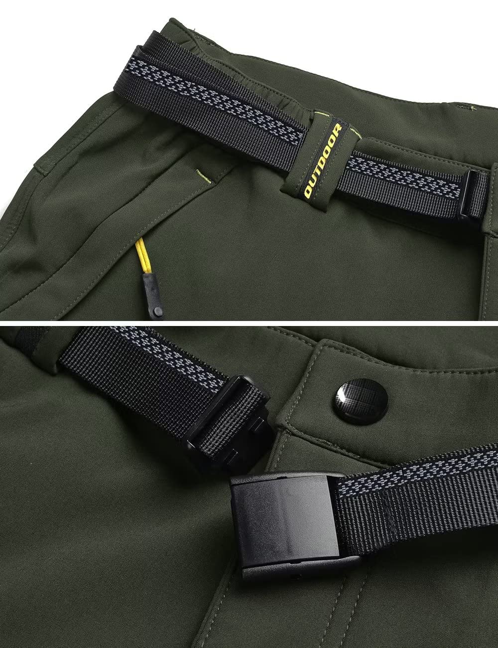 MAGCOMSEN Hiking Pants Mens Winter Pants Thick Pants Camping Pants Fleece Lined Pants Snow Pants Men Green