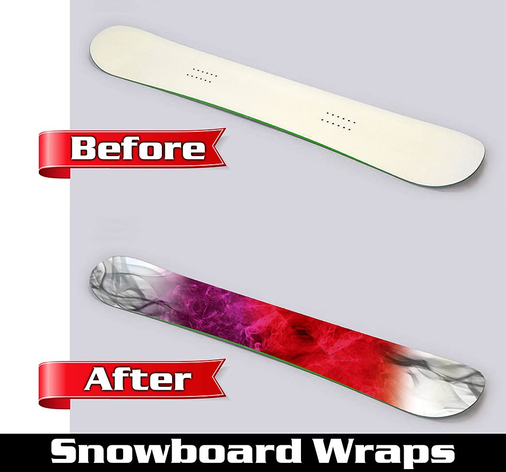 Snowboard Wrap 169 - Orange Mountains, Sunset, Trees Snowboard Graphic Decal - Includes Application Squeegee - 14 inch x 65 inch fits most snowboards