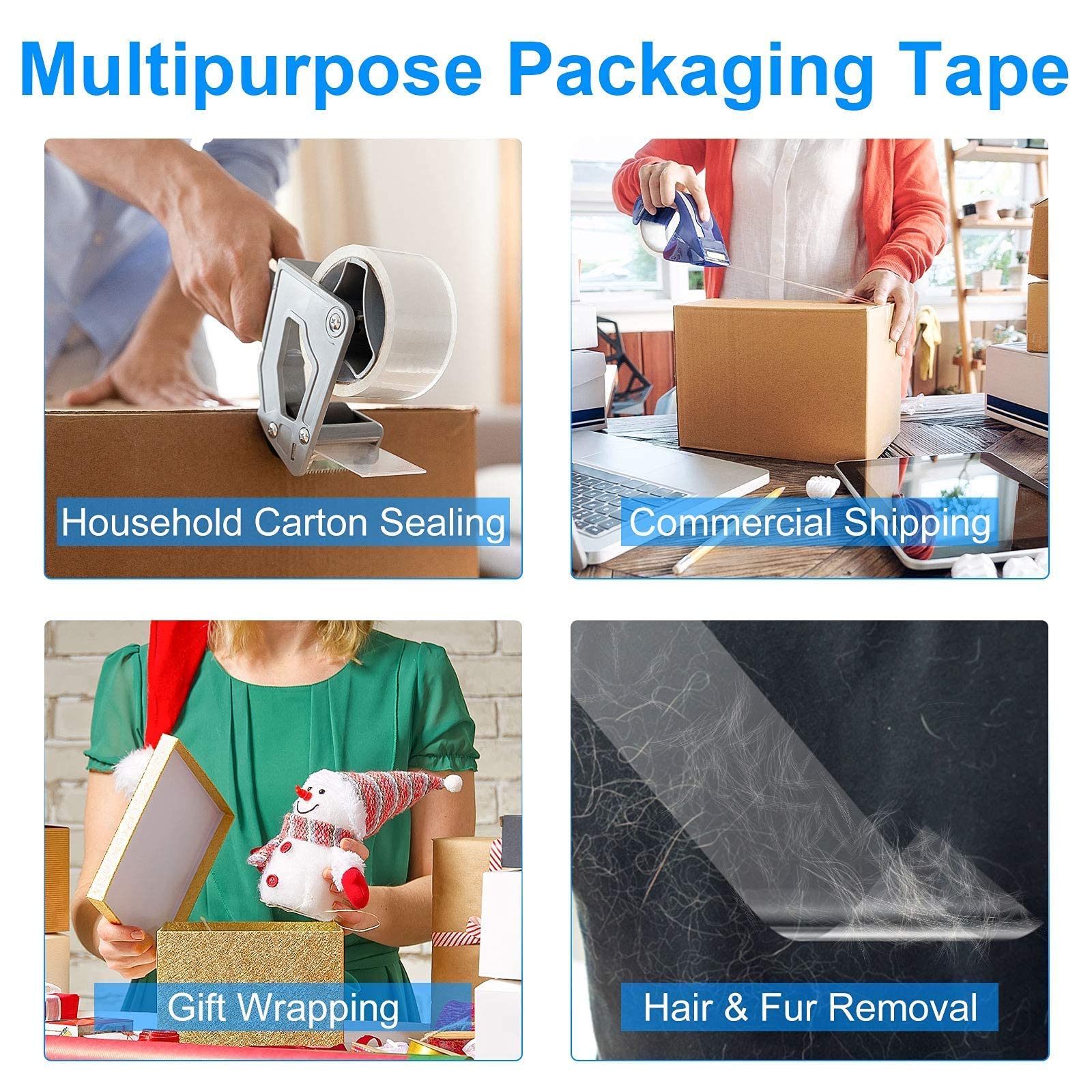 ORDORA Packing Tape, Packaging Tape for Moving Boxes, Super Sticky Shipping Tape, Heavy Duty Packing Tape Rolls, 2IN Width Moving Tape, Boxing Tape (18 Rolls (65yd-Roll))