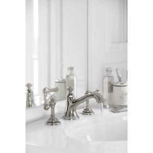 KOHLER K-72759-SN Artifacts Bathroom sink spout with Bell design, Less Handles, Vibrant Polished Nickel