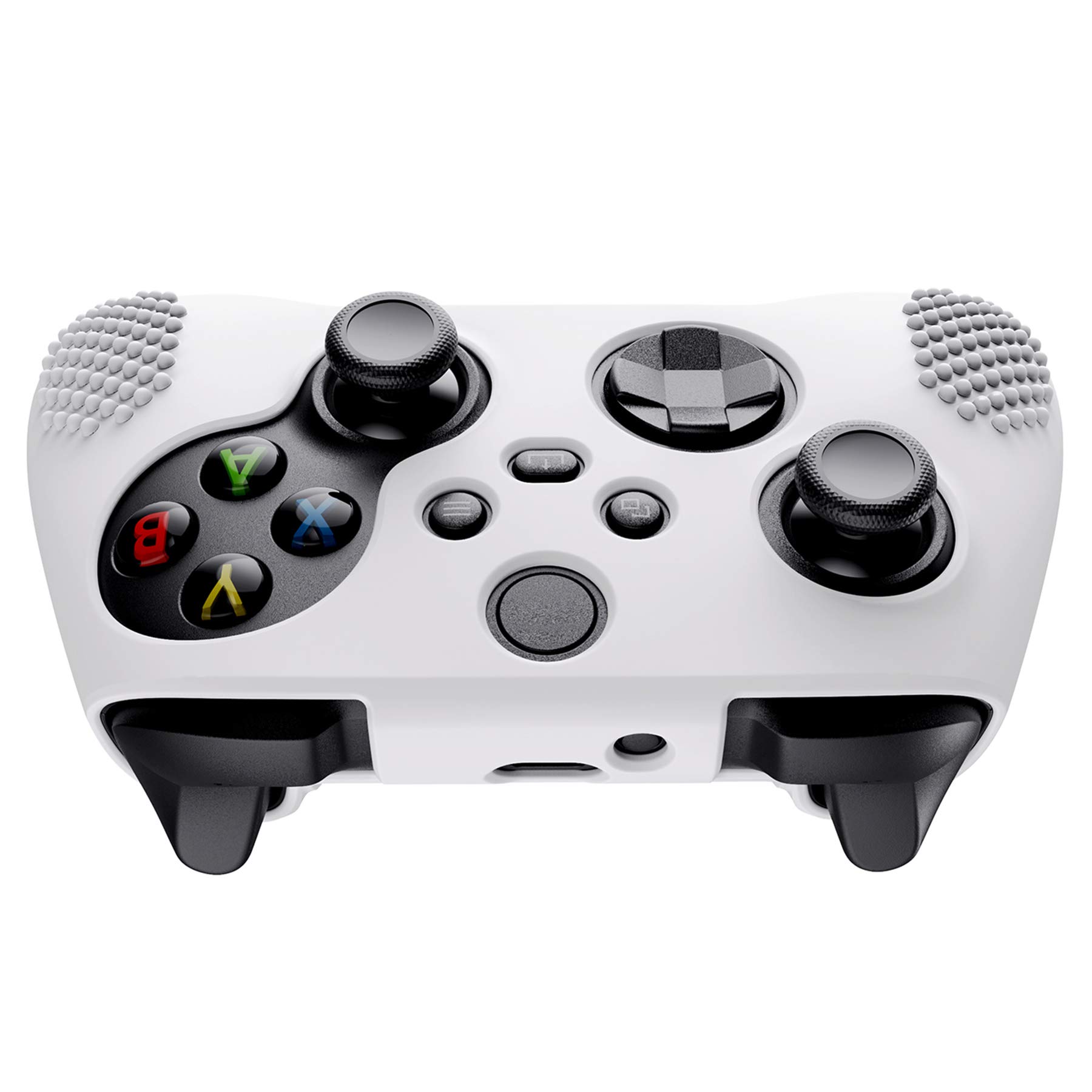 PlayVital White 3D Studded Edition Anti-Slip Silicone Cover Skin for Xbox Series X Controller, Soft Rubber Case Protector for Xbox Series S Controller with 6 White Thumb Grip Caps