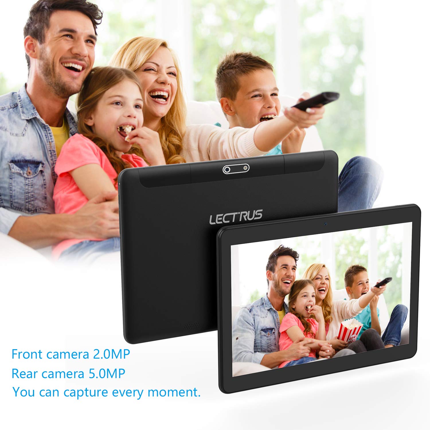 LECTRUS Tablet 10 inch Android, 10.1" 5G WiFi Tablets PC, Quad Core, 16GB Storage, Dual Cameras & Speakers, 1280x800 IPS Full HD Display, 6000mAh Battery, Bluetooth, GPS, FM, Netflix, Black