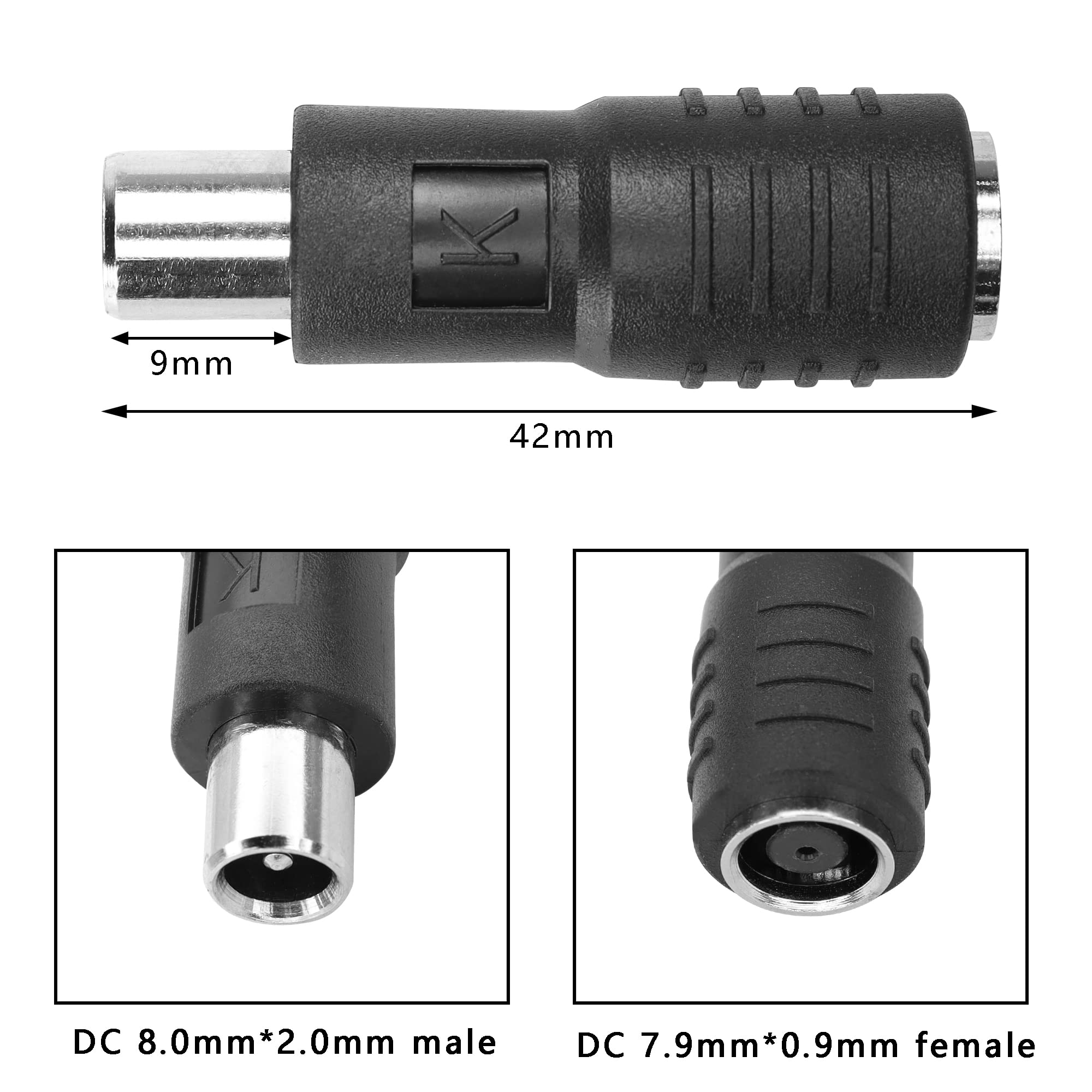 PNGKNYOCN DC 7909 to DC 8020 Adapter,DC 8mm Male to DC 8020 Female and DC 8020 Male to DC 8mm Female Connector, for Solar Panel RV Portable Power Station(2-Pack)