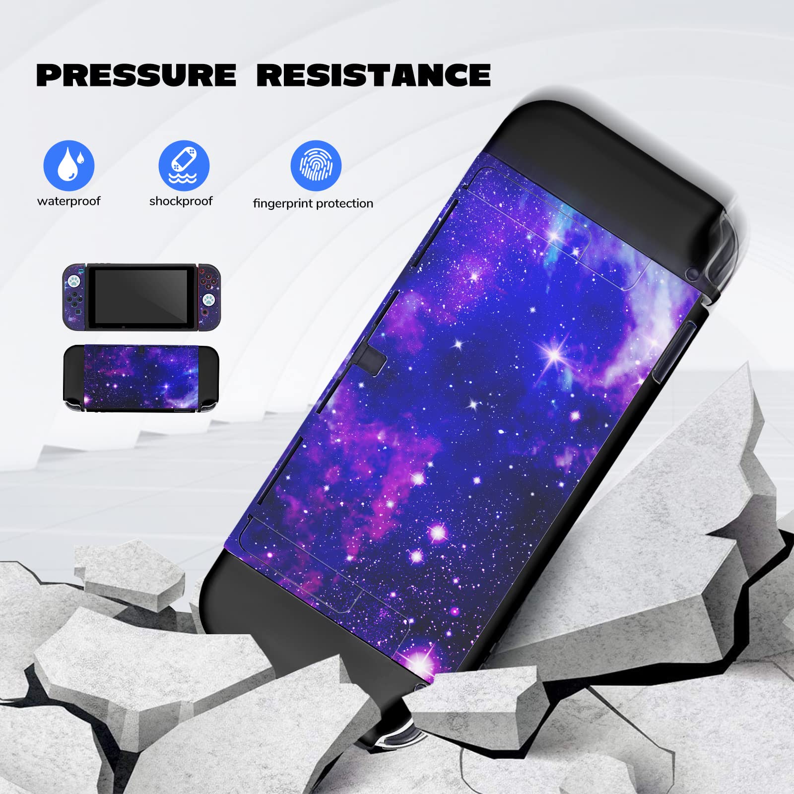 TCJJ Galaxy Carrying Case Set for Nintendo Switch OLED,Portable Travel Storage Case with Soft TPU Protective Cover Accessories Compatible with Nintendo Switch OLED