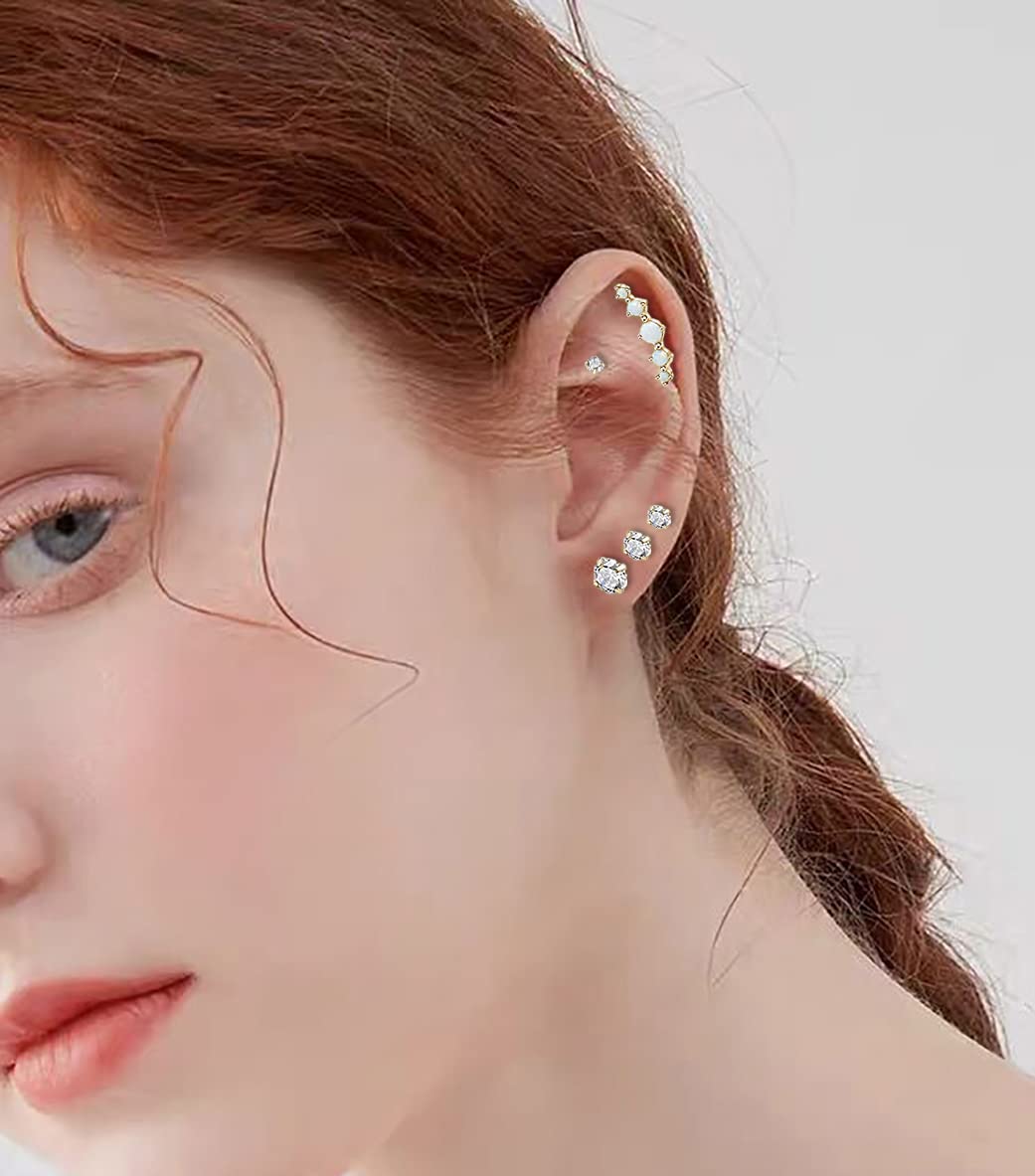 REVOLIA 32Pcs Stainless Steel Cartilage Stud Earrings for Women Conch Helix Tragus Daith Conch Hoop Earing Piercing Jewelry Set Gold