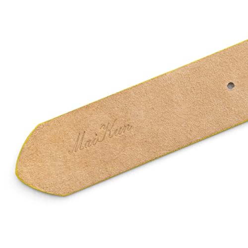 maikun Womens Yellow Belt, Leather Belts Removable Letter M Plate Buckle Waist Belt 1.18" Width, Waist Size 30-34''