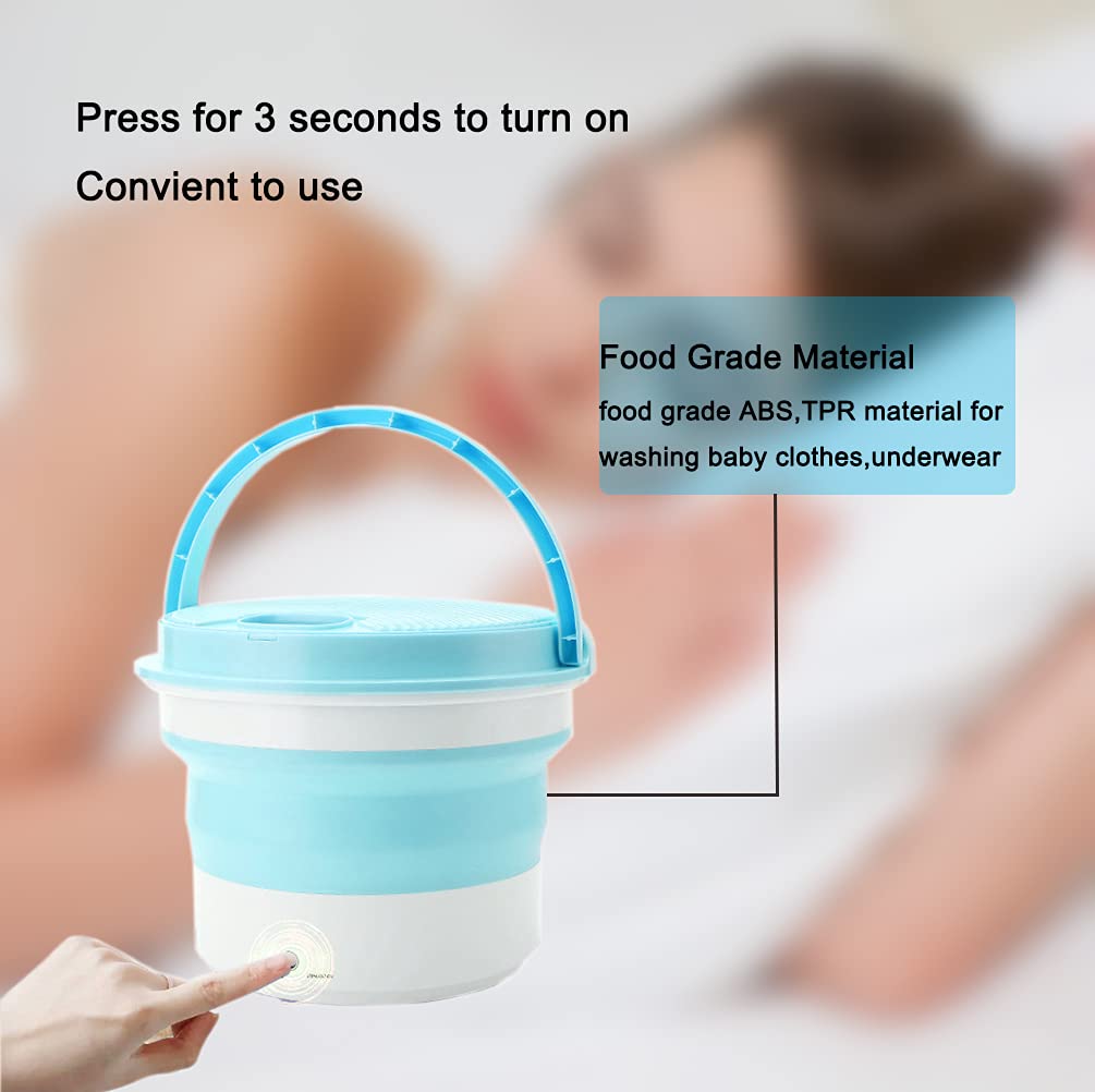 Portable Washing Machine,Mini Folding Washing Machine,Lightweight Compact Washing Machine for Baby Clothes Underwear Camping Travelling Apartment Dorms 7L 1.9KG (Blue)
