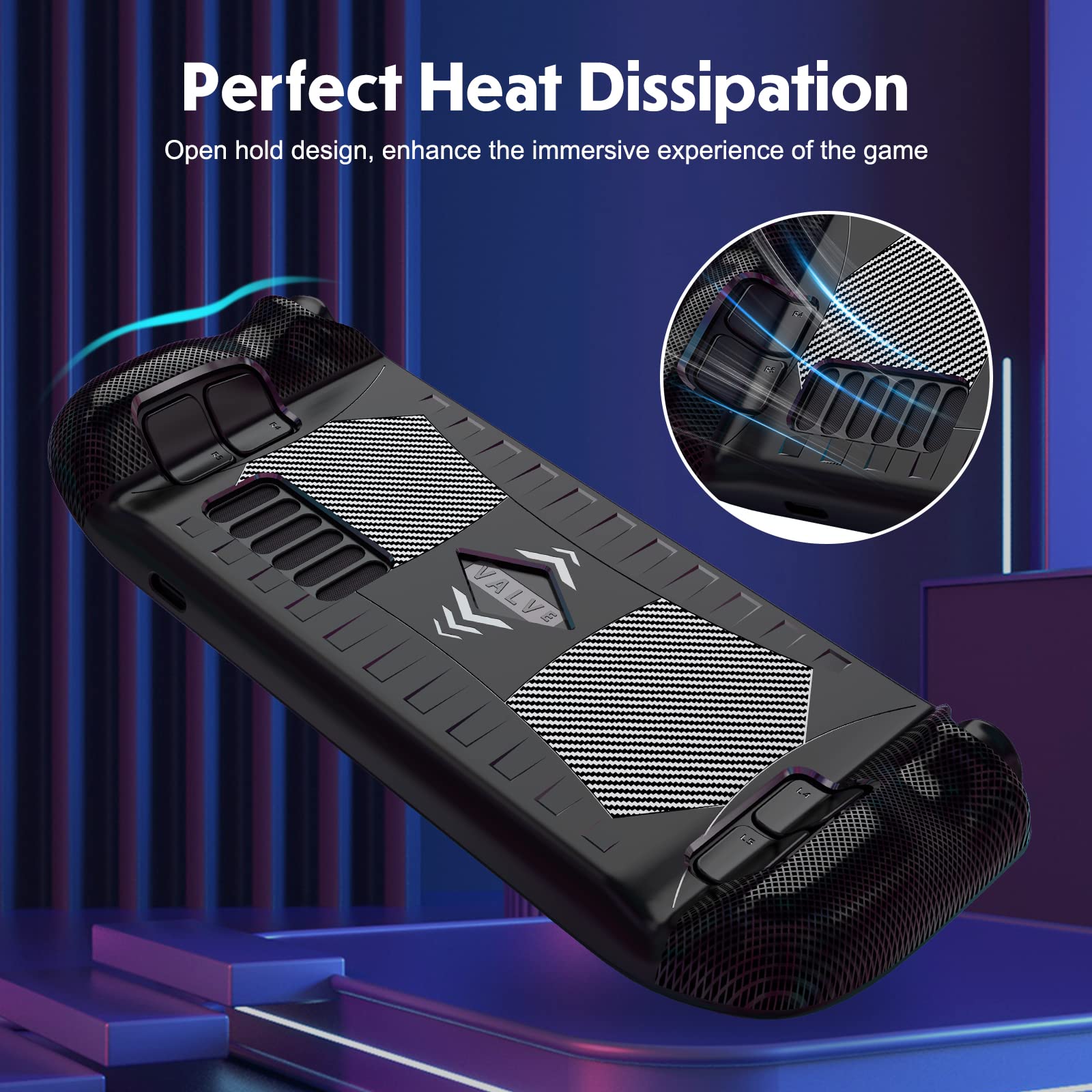 SENQAO Protective Case TPU Cover Case Compatible with Steam Deck, Shock-Absorption, Non-Slip Anti-Scratch Design Cover Protector, Individuality Textured Accessories