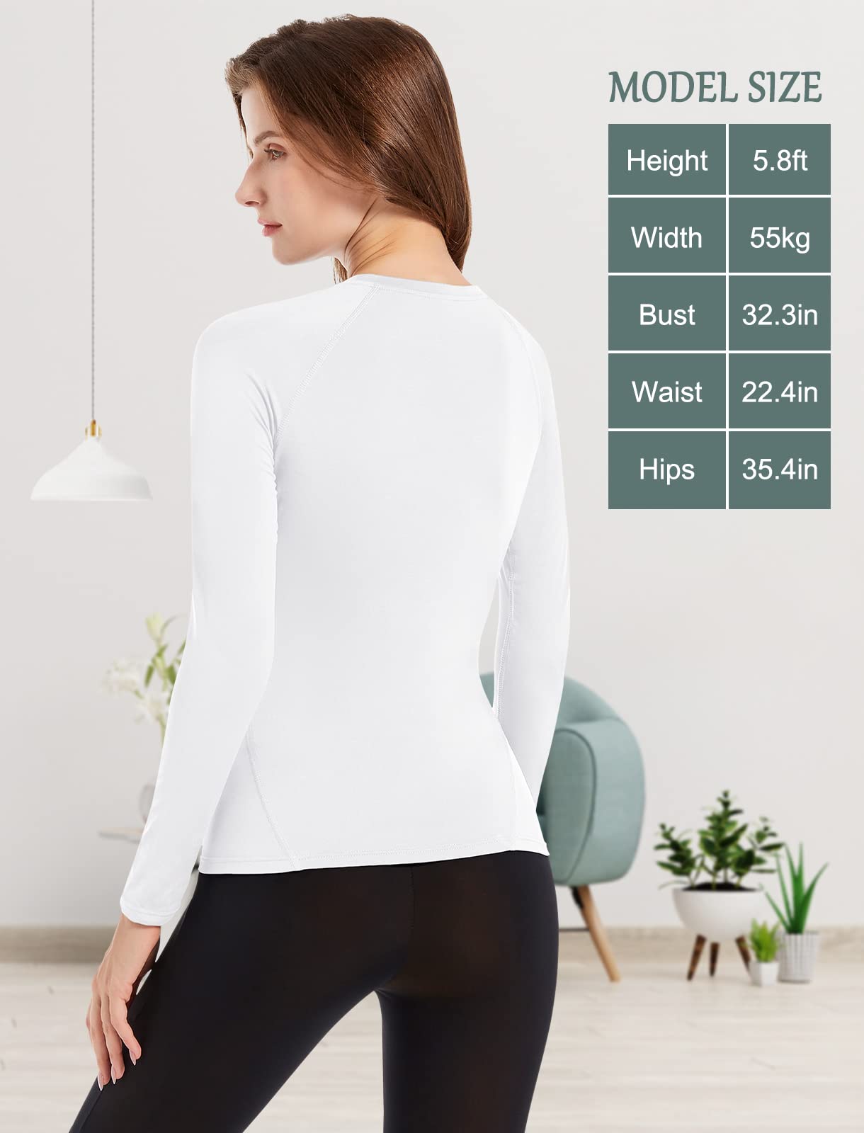 MRIGNT Womens Base Layer Thermal Tops 2 Pack, Women's Underscrub Comfort Tee Black, White
