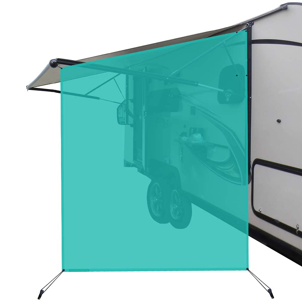 leaveshade RV Awning Side Sun Shade Screen (9'X7' Black Mesh) Camper Sunshade Complete Kits Motorhome Trailer UV Blocker - 3 Year Warranty